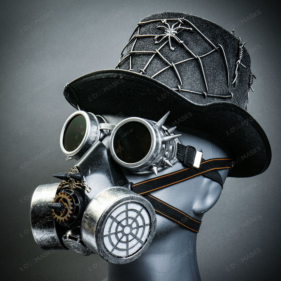 ILOVEMASKS | Accessories | Silver Halloween Spider Web Top Hat W Gold ...